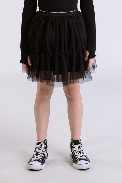 Saia Infantil Tule Preta Cós Lurex Glitter Plii